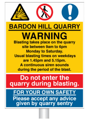 Quarry sign example 1200x900mm - Direct Signs