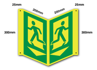 Fire Exit Projecting & Suspending Running Man Symbol + Arrow Down ...