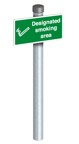 Designated smoking area + G1.5M Post and Fixings - Direct Signs