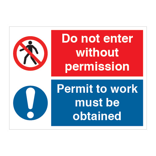 Do Not Enter without Permission Permit to Work Must Be Obtained Sign ...