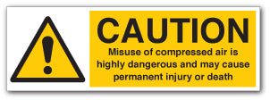 CAUTION Misuse of compressed air is highly dangerous and may cause per ...